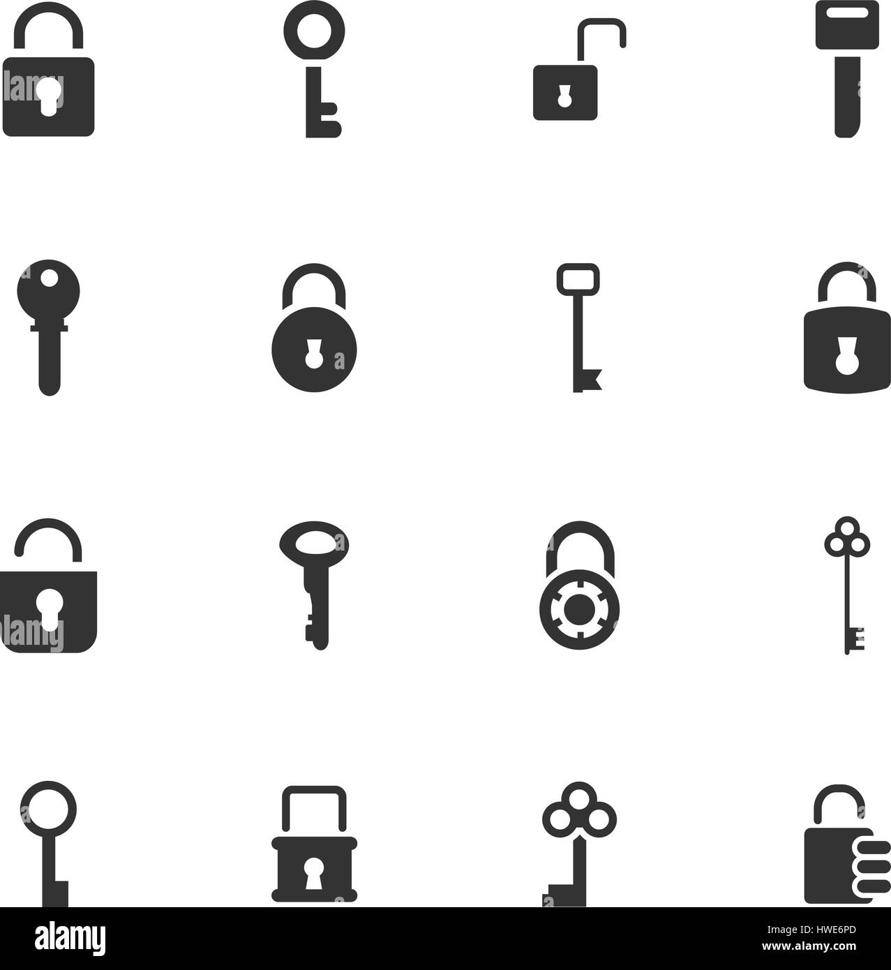 Lock and Key icon set for web sites and user interface Stock Vector ...