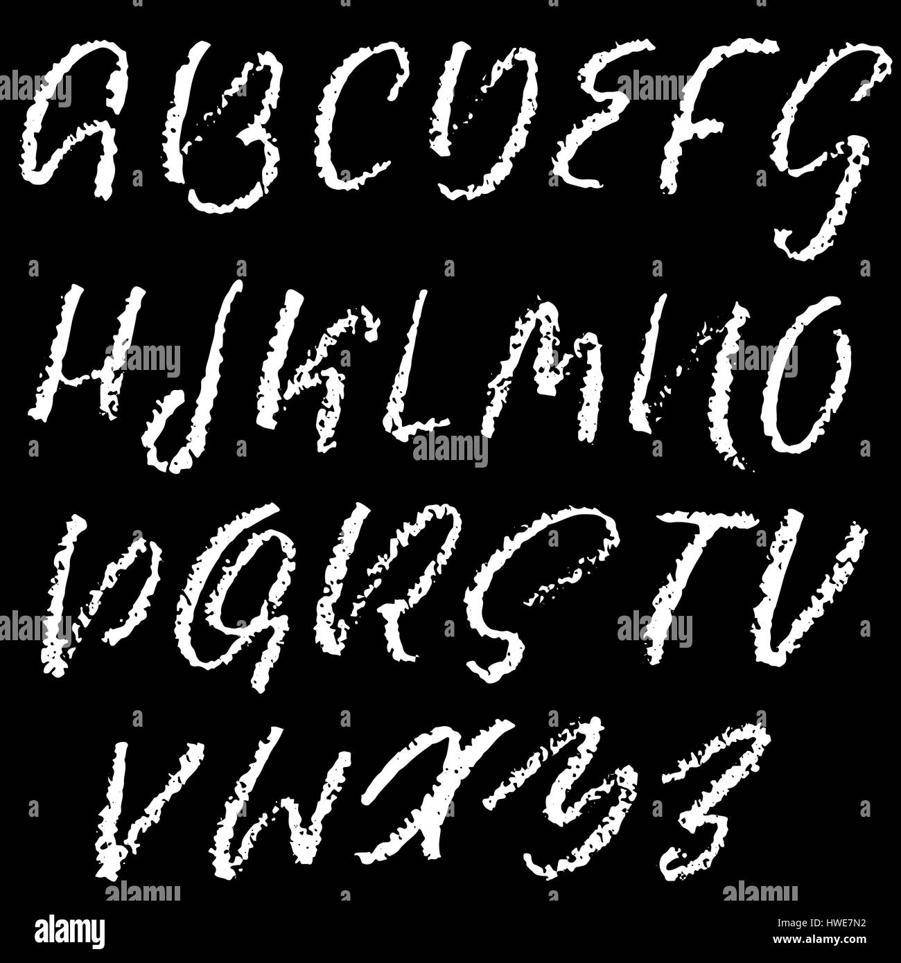 Hand drawn font made by dry brush strokes. Grunge style modern alphabet ...