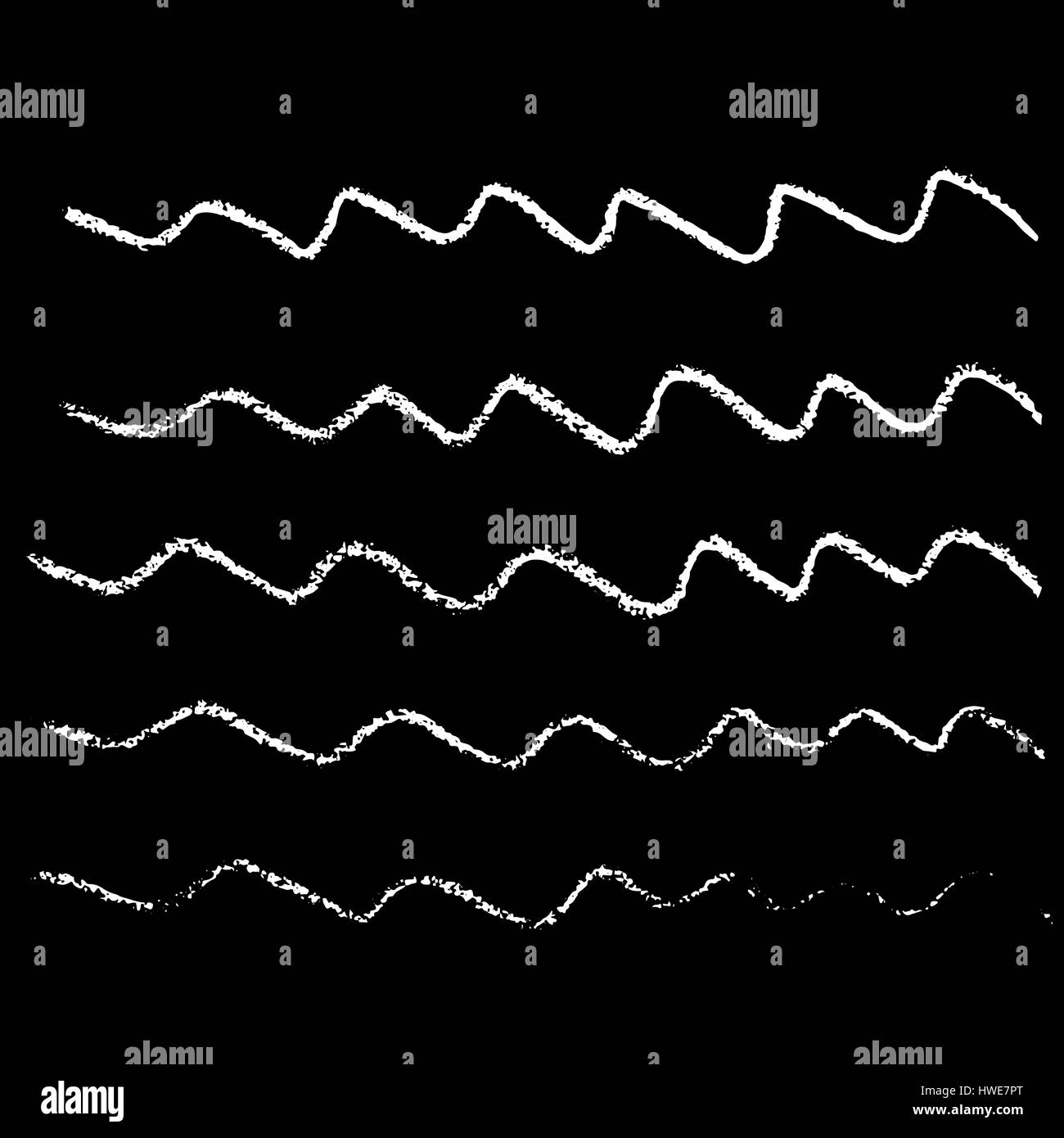 Set of chalk vector wave brush strokes. Vector illustration. Grunge ...