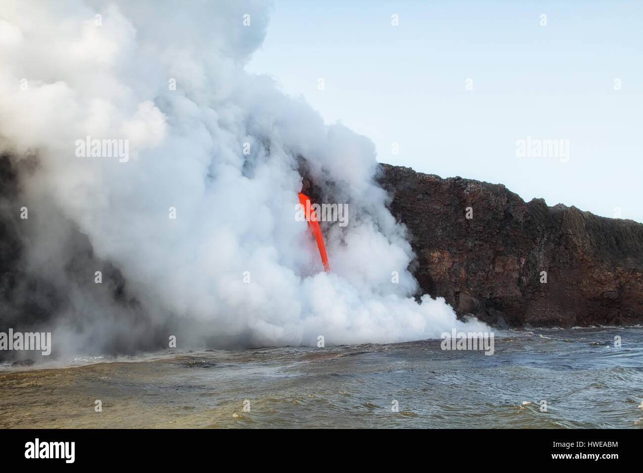 Heavy lava flow into the Pacific Ocean from the G61 flow at Volcano ...