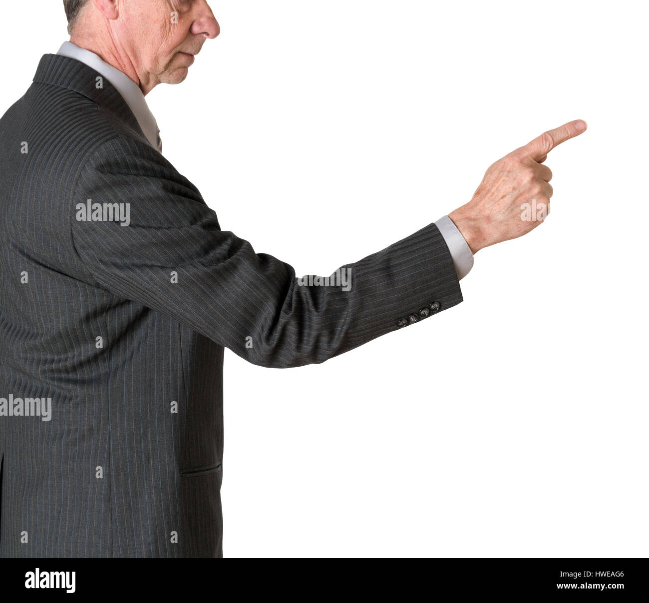 Senior caucasian executive pointing finger and isolated Stock Photo - Alamy