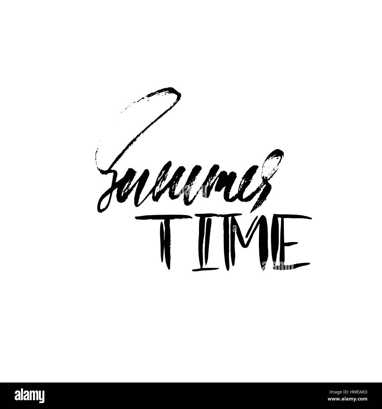 Summer time. Hand drawn lettering. Vector illustration. Handwritten ...
