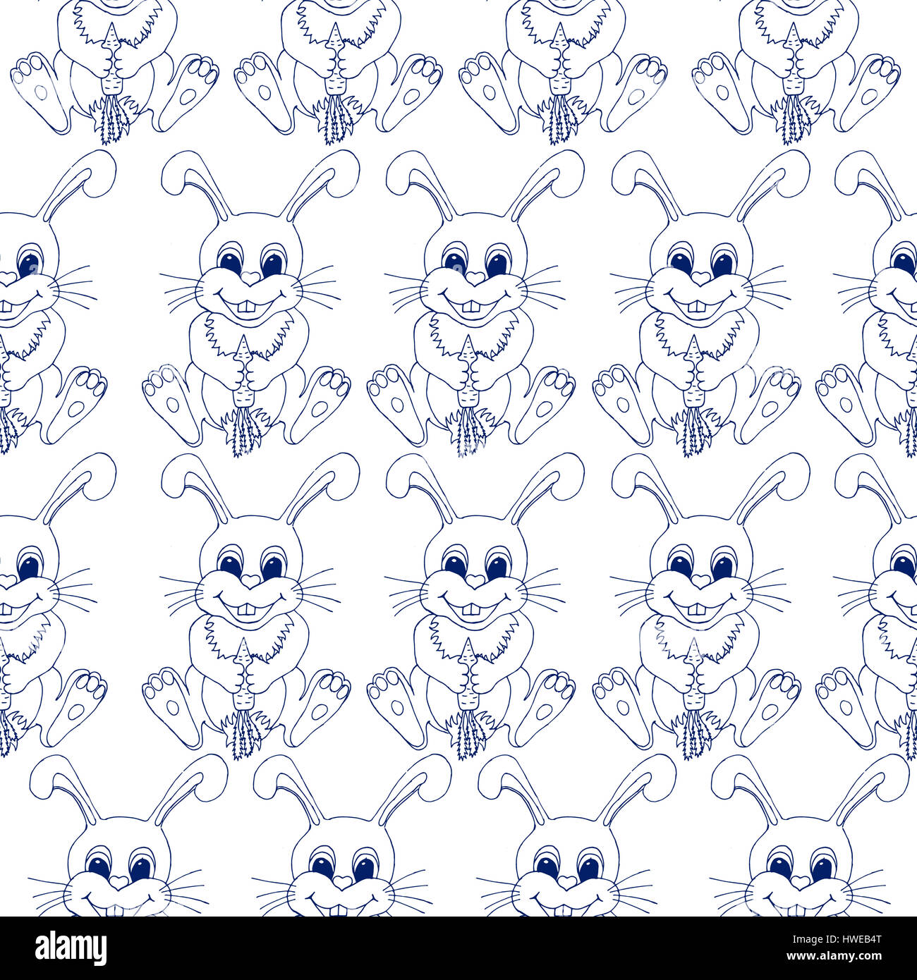 Contour bunny seamless pattern Stock Photo - Alamy