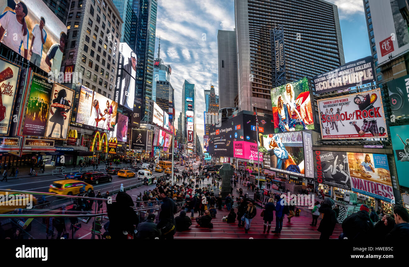 Times Square at sunset - New York, USA Stock Photo - Alamy