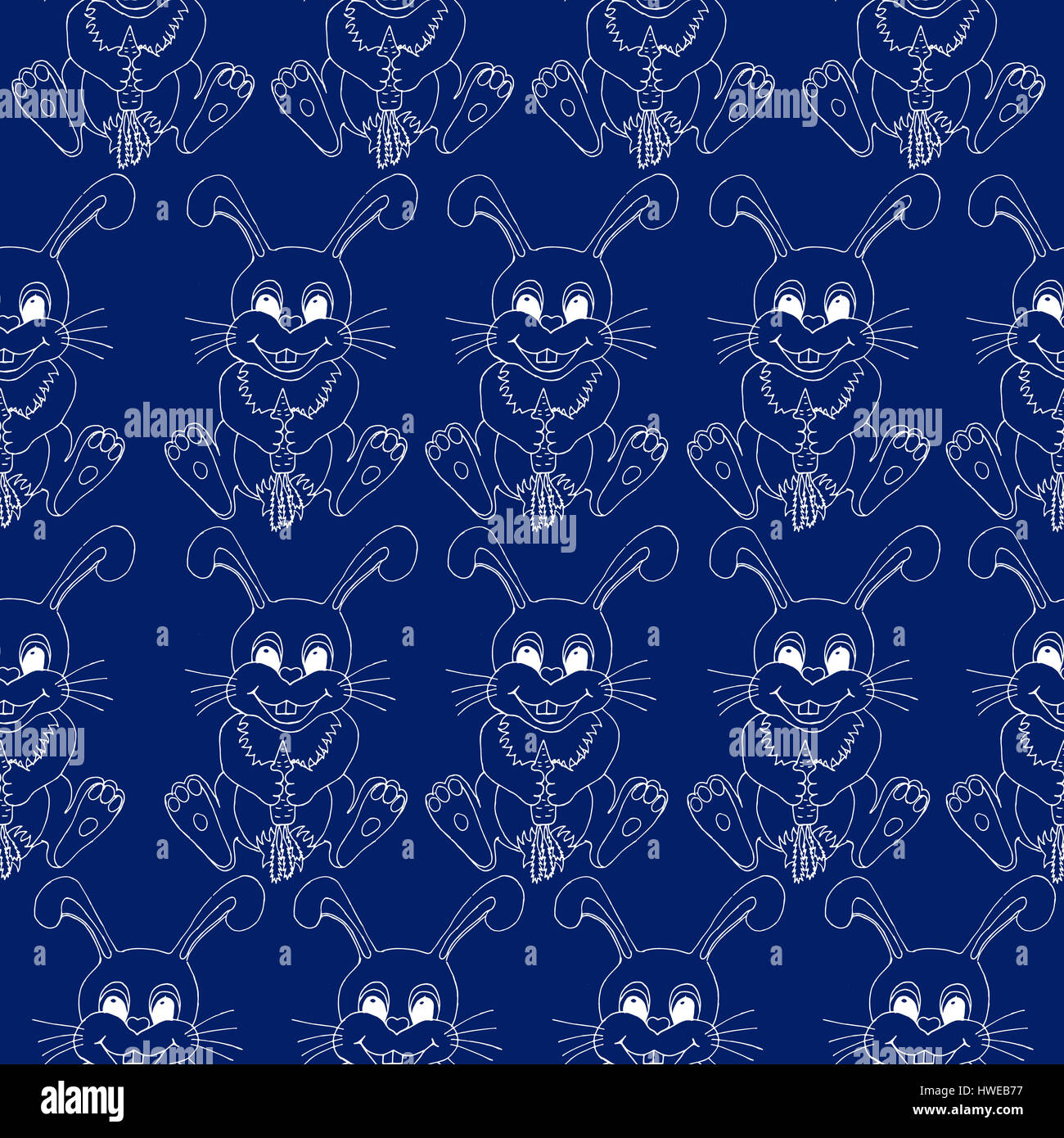 Contour rabbit seamless pattern Stock Photo - Alamy