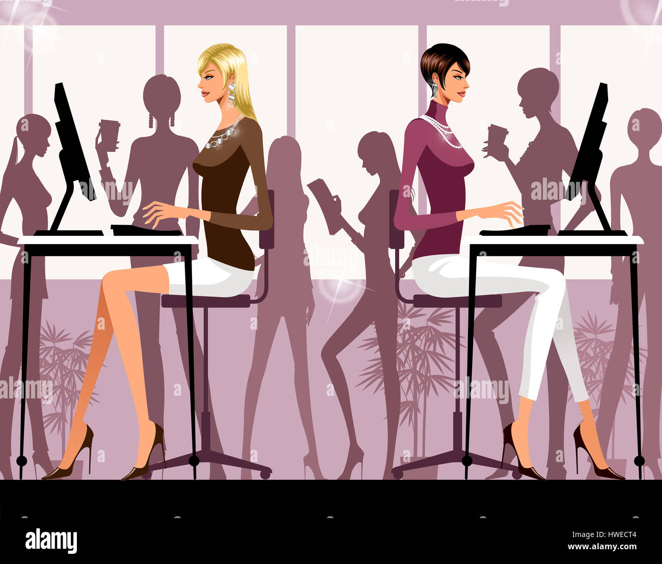 Cartoon women employed hi-res stock photography and images - Alamy