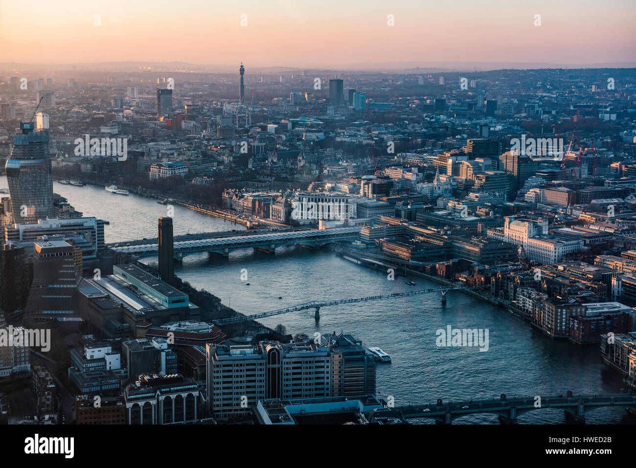 London aerial view at sunset Stock Photo - Alamy