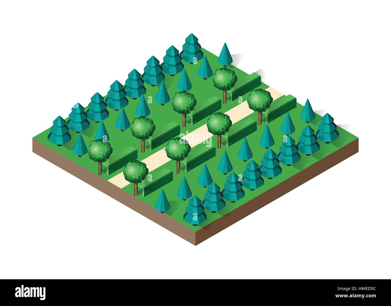 Isometric view projection summer landscape Stock Vector Image & Art - Alamy