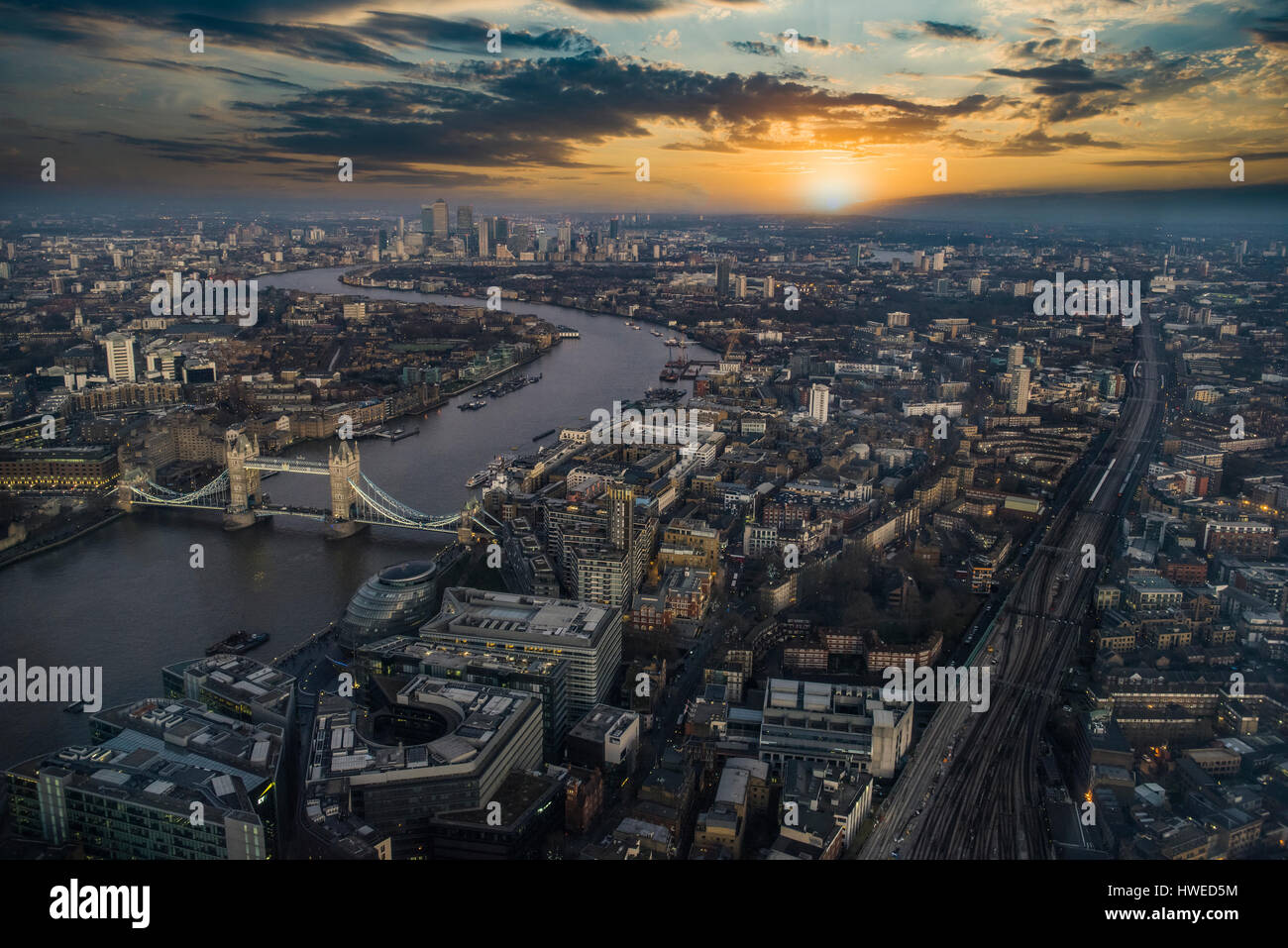 London aerial view at sunset Stock Photo - Alamy