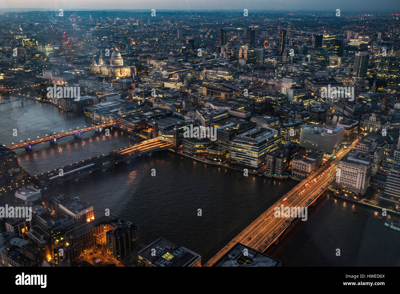 London aerial view at sunset Stock Photo - Alamy