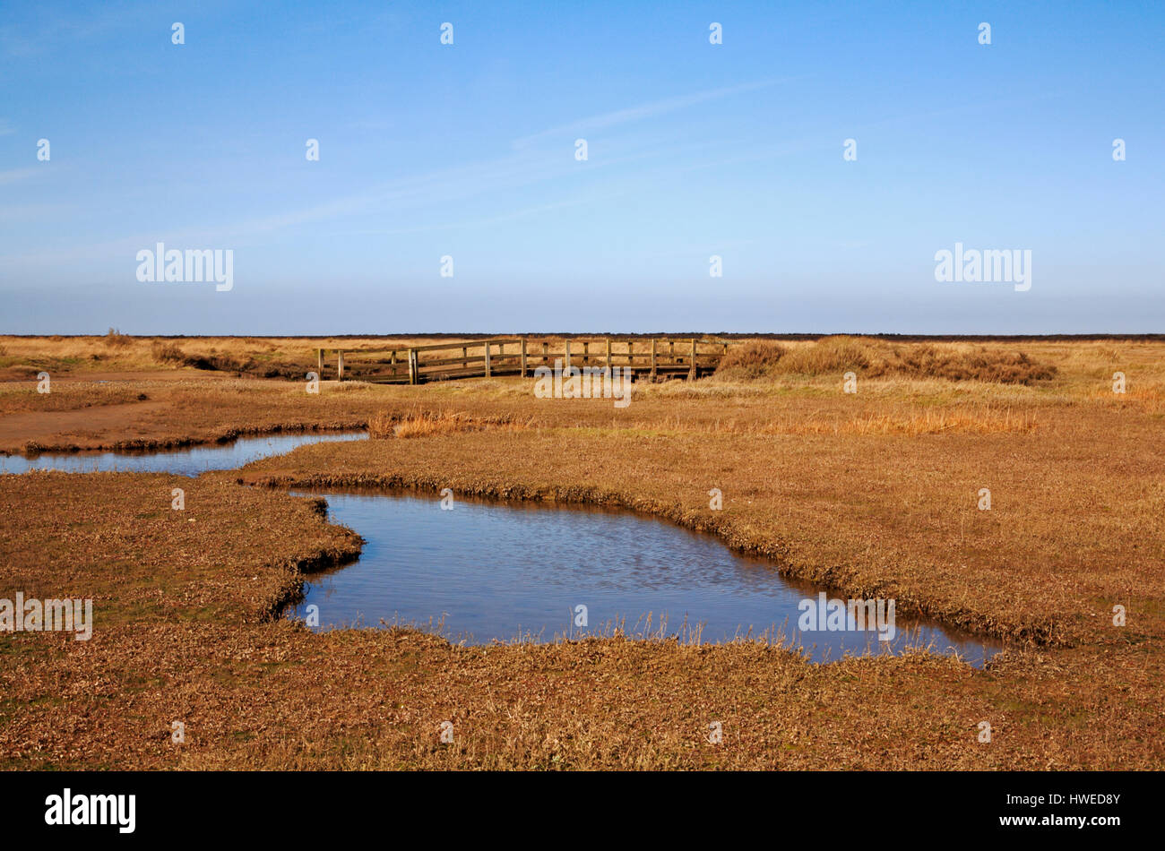 A view of salt marshes on the North Norfolk coast at Stiffkey, Norfolk ...