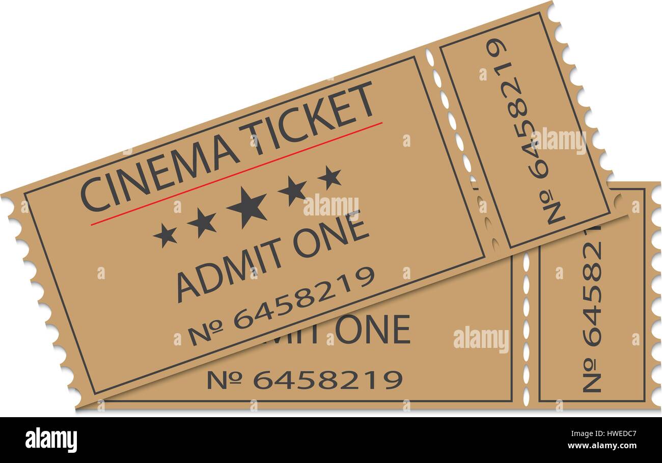 Two cinema tickets with shadow on white background Stock Vector Image ...