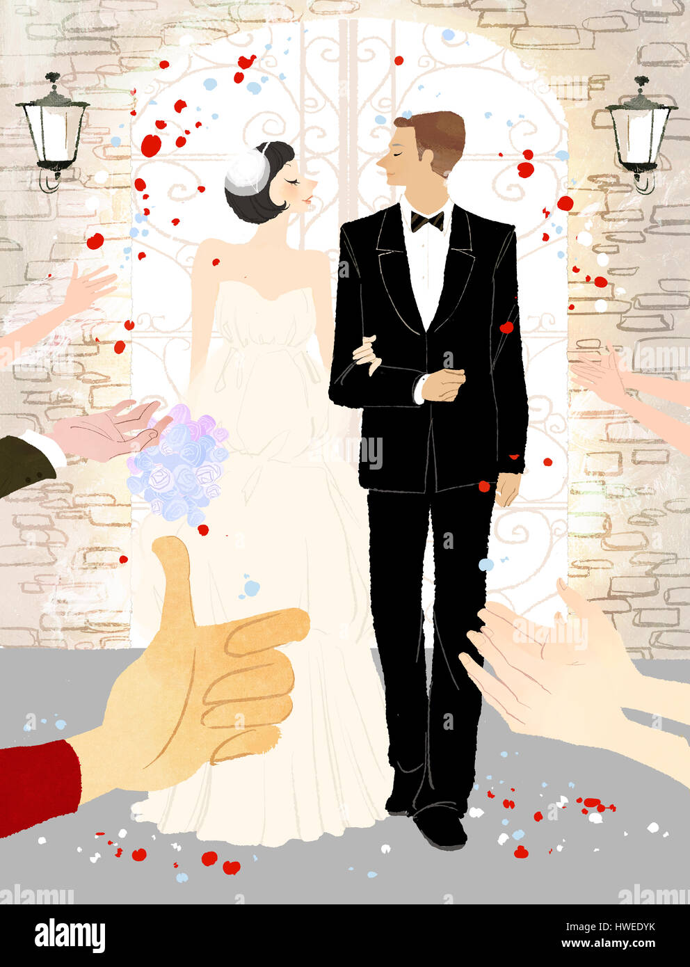 Woman waving hand drawing hi-res stock photography and images - Alamy