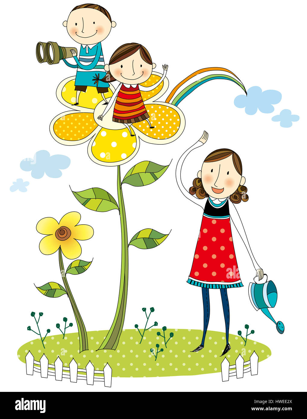 Children Planting Flowers Clip Art