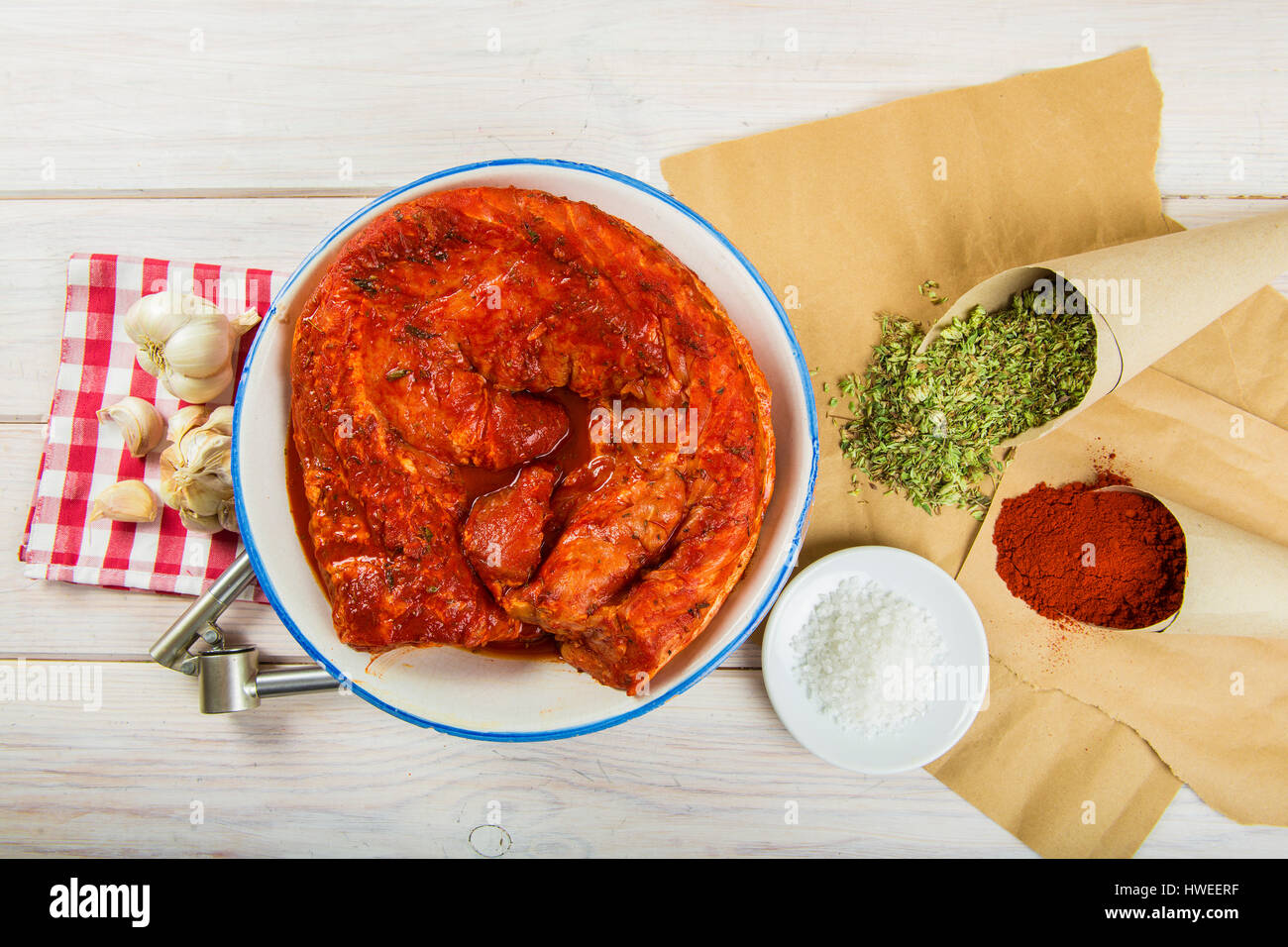Spanish style marinated pork tenderloin with paprika, garlic, salt and ...