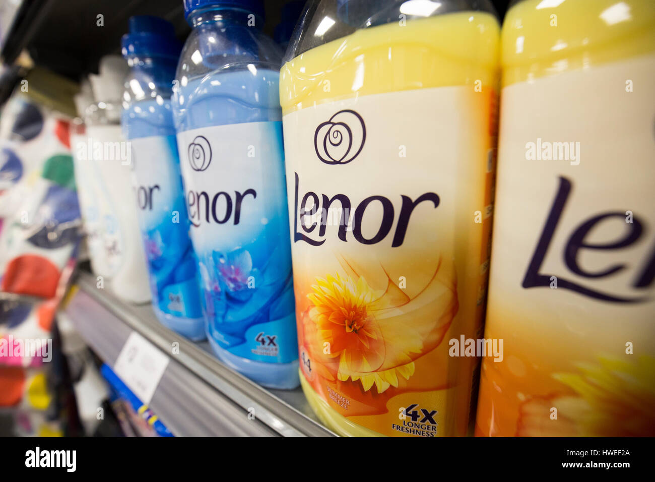 Lenor fabric softener in a Morrisons supermarket Stock Photo - Alamy