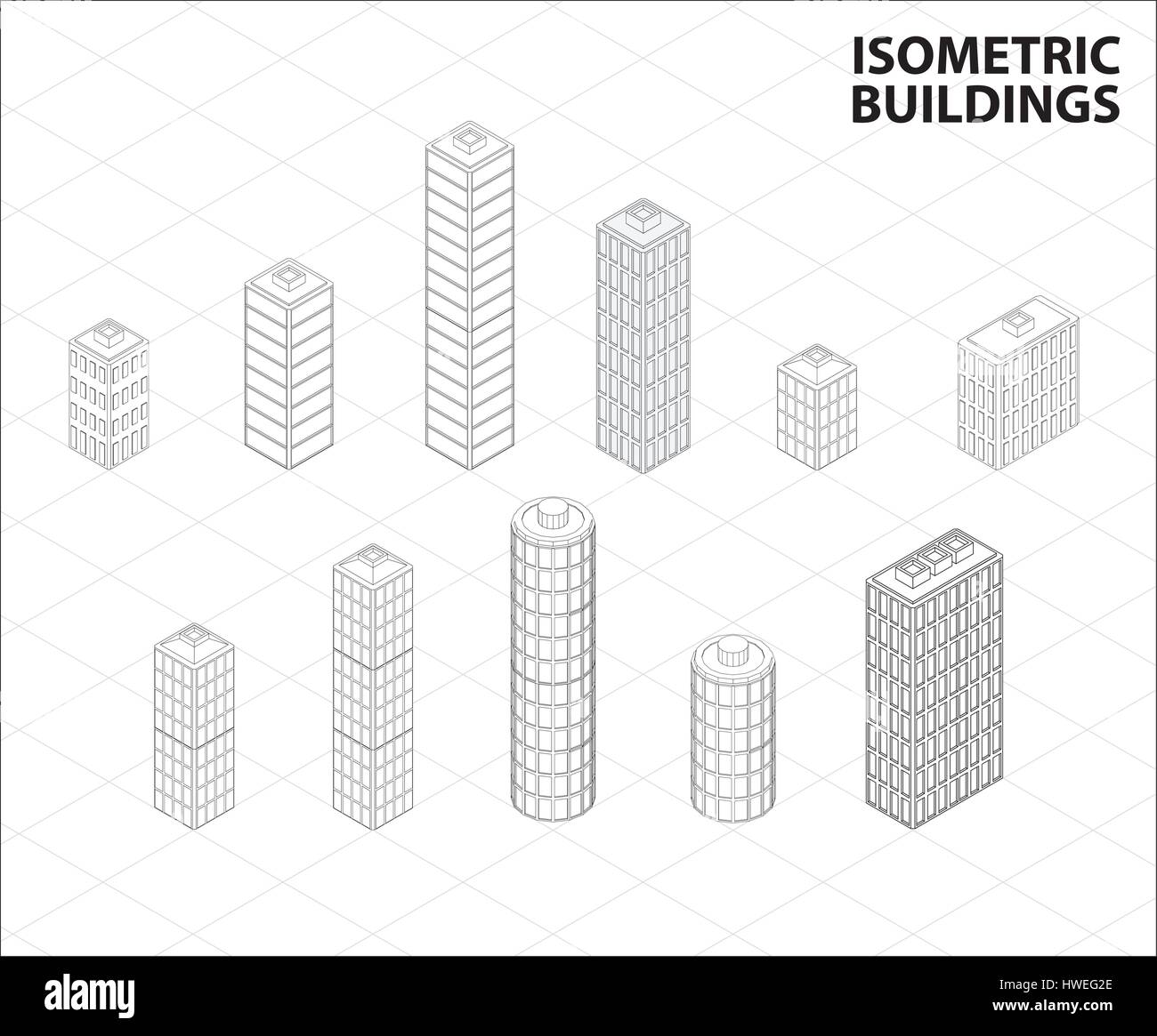 Vector isometric buildings set Stock Vector Image & Art - Alamy