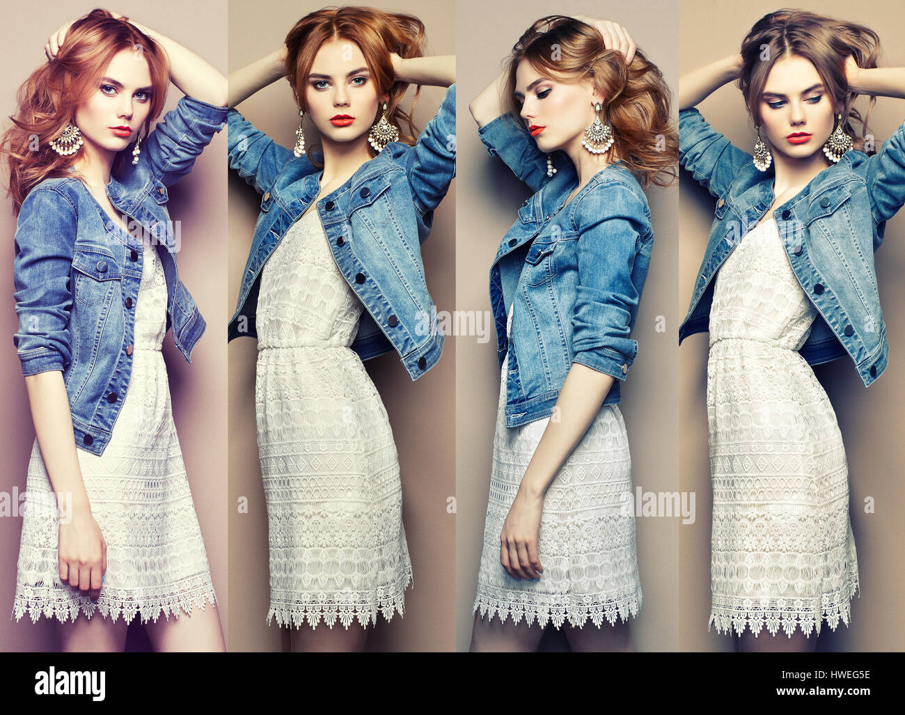 Fashion portrait of beautiful young woman in a summer dress. Beauty ...