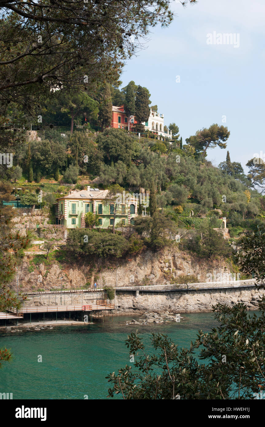The bay and beach of Paraggi, an Italian fishing village between Santa ...