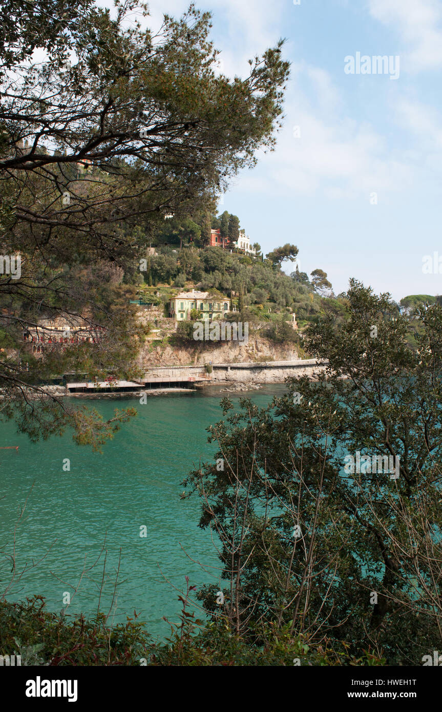 The bay and beach of Paraggi, an Italian fishing village between Santa ...