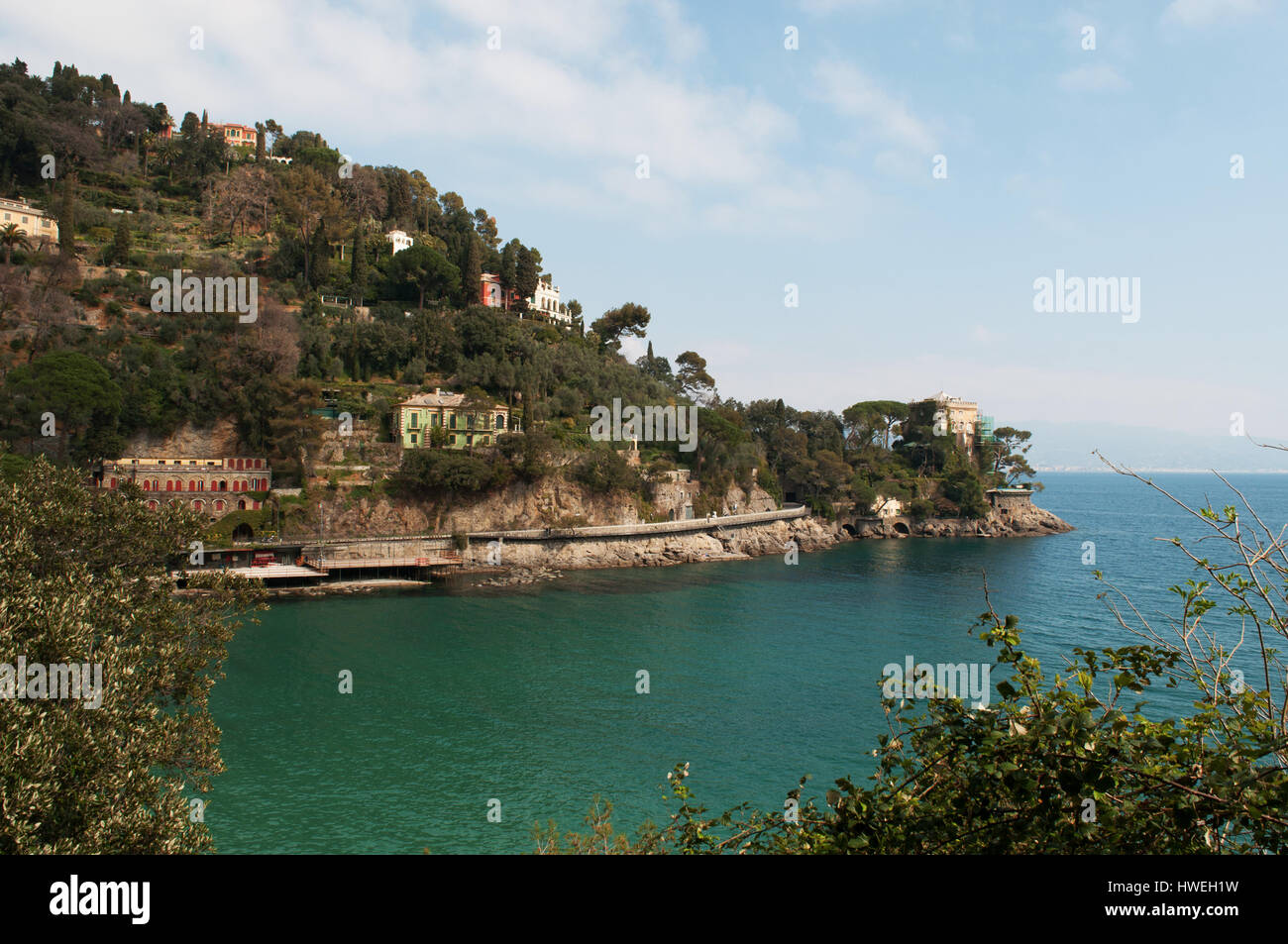 The bay and beach of Paraggi, an Italian fishing village between Santa ...
