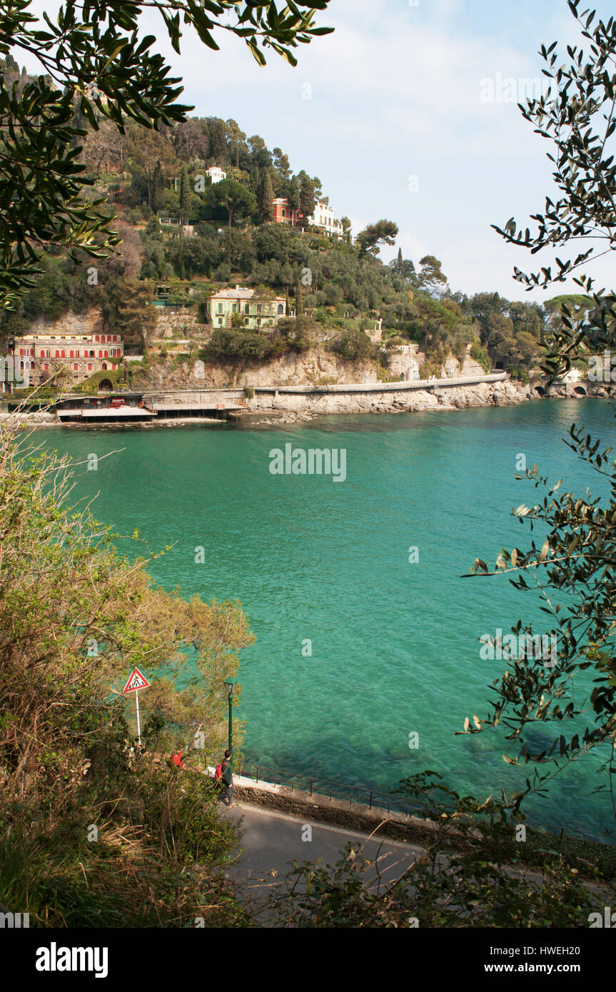 The bay and beach of Paraggi, an Italian fishing village between Santa ...