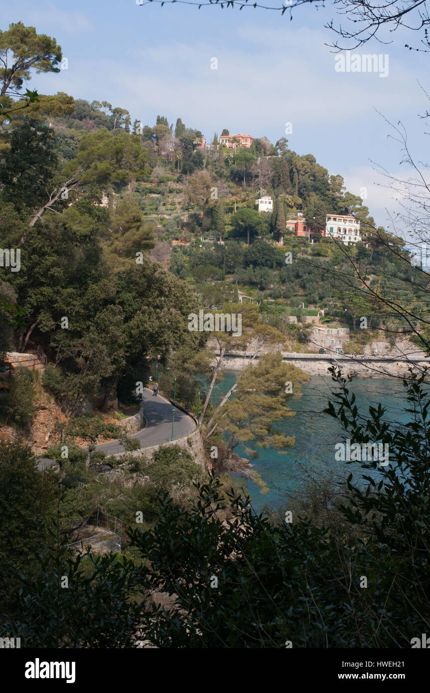 The bay and beach of Paraggi, an Italian fishing village between Santa ...