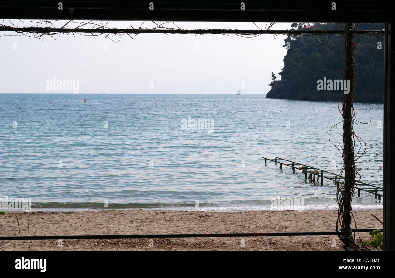 The bay and beach of Paraggi, an Italian fishing village between Santa ...