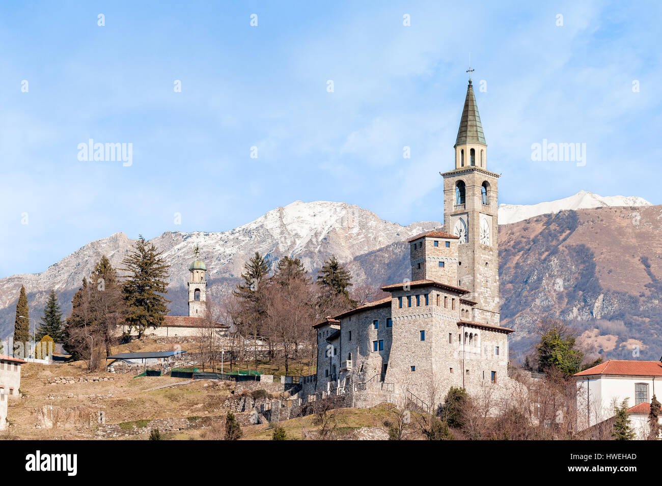 Medieval castle in Italy in the foothills of the Alps Stock Photo - Alamy