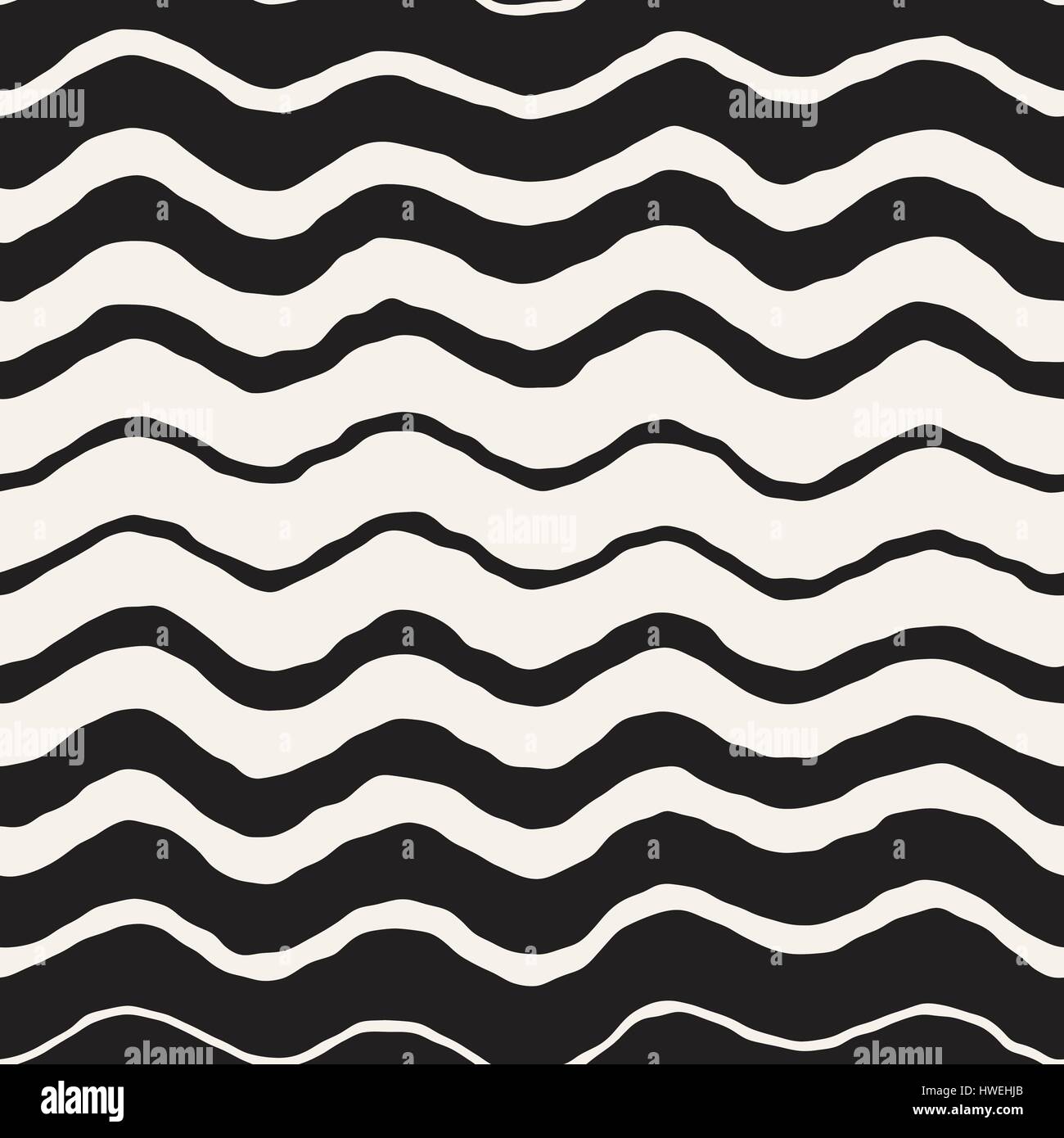 Seamless Wavy Hand Drawn Stripes Pattern. Repeating Vector Texture ...