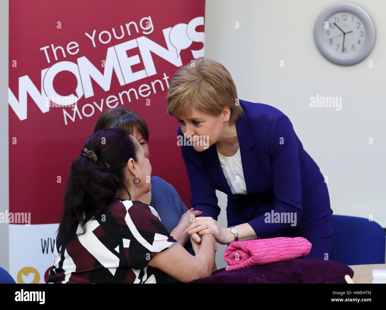 First Minister Nicola Sturgeon after having her hand and arm massaged ...