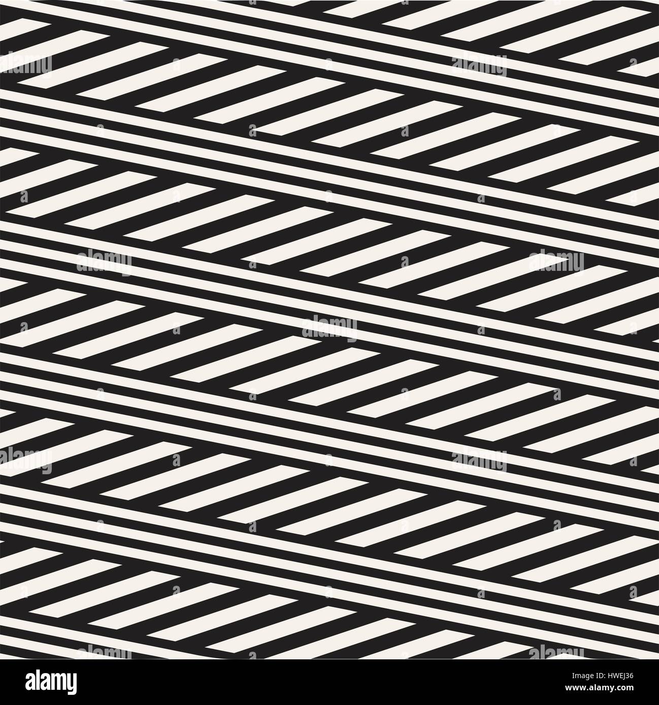 Interlacing Parallel Stripes. Vector Seamless Monochrome Pattern Stock ...