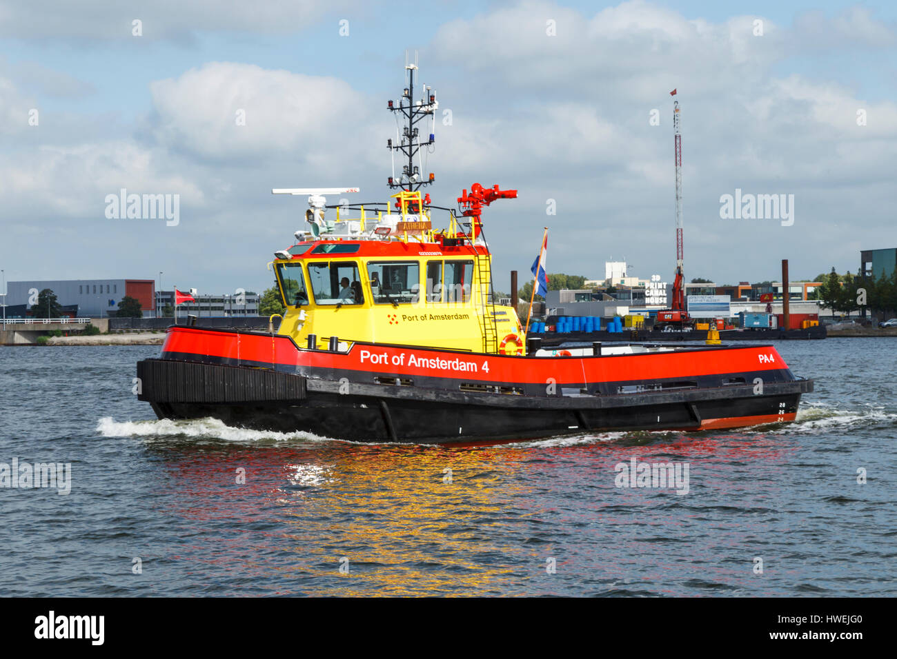 A tug boat on the River Ij, Amsterdam, Holland Stock Photo - Alamy