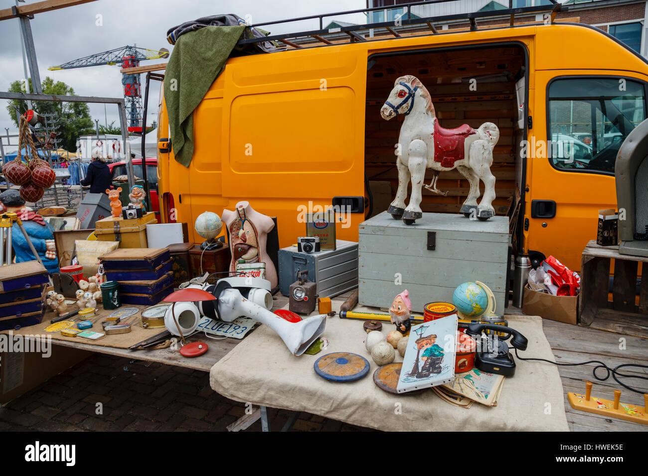 Items for sale at the flea market on NDSM, Amsterdam, Netherlands Stock ...