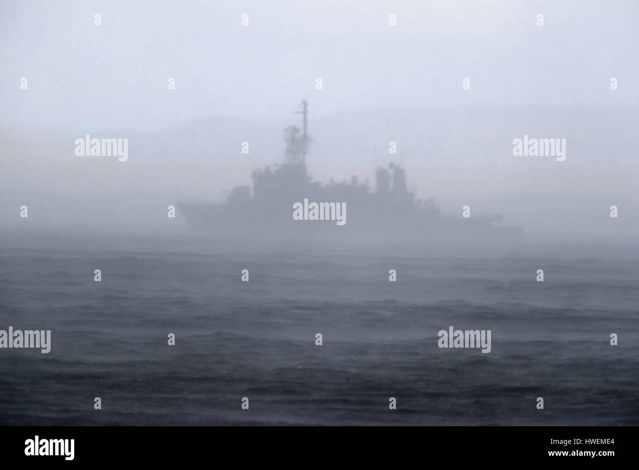 The Irish Naval Service vessel L.E. Eithne during bad weather in ...