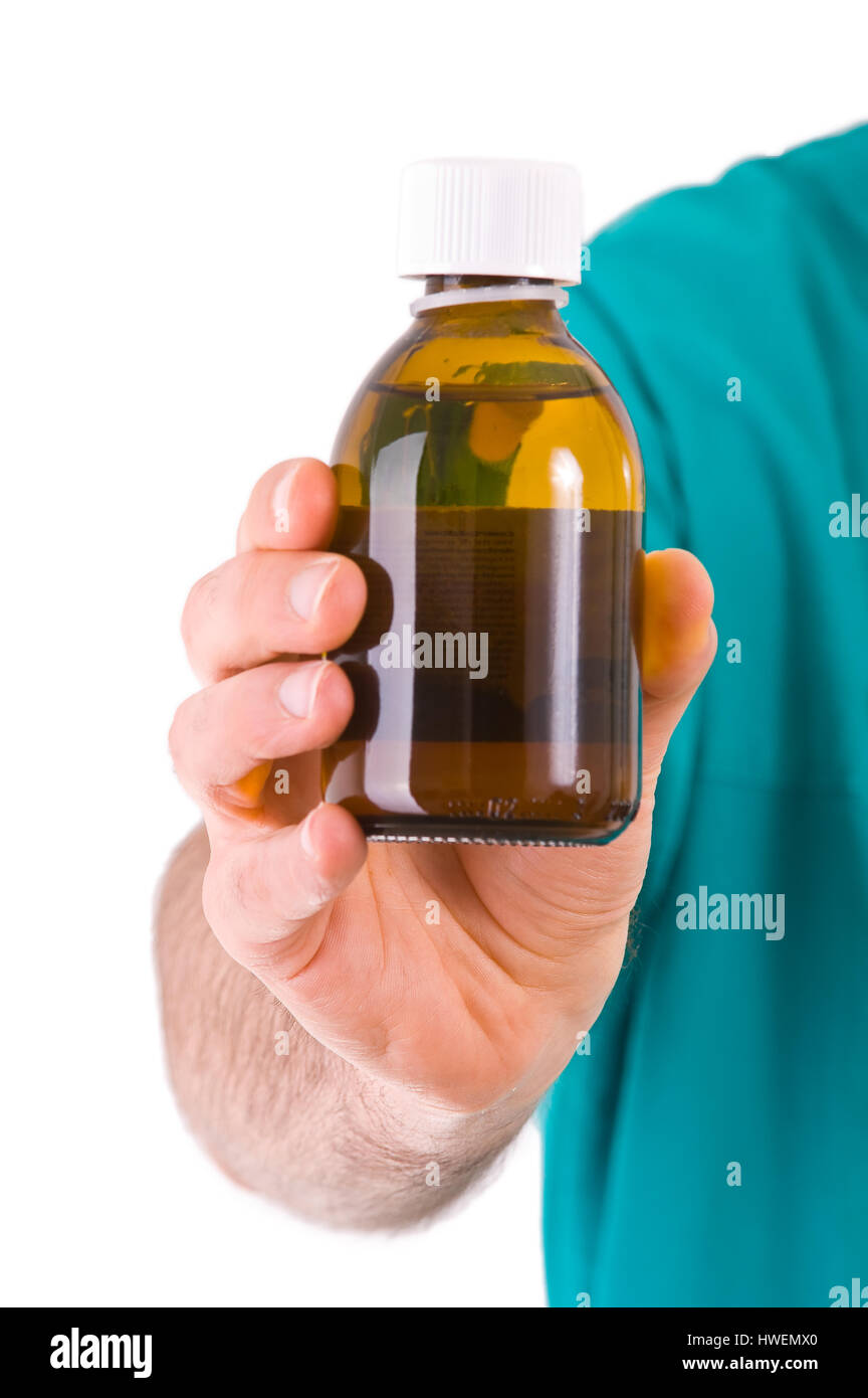 Man doctor cough syrup hi-res stock photography and images - Alamy