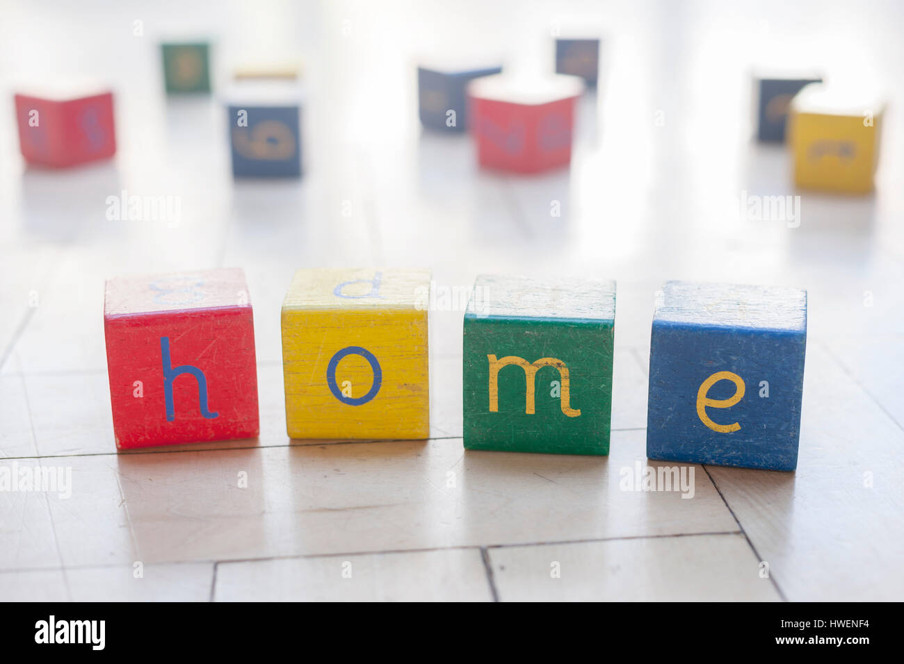 Woodblocks spelling the word home Stock Photo - Alamy