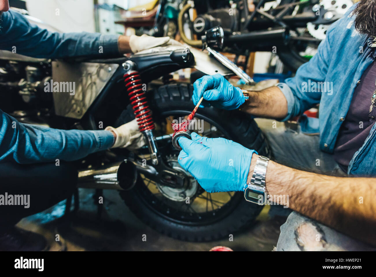 Two men on motorcycle hi-res stock photography and images - Alamy