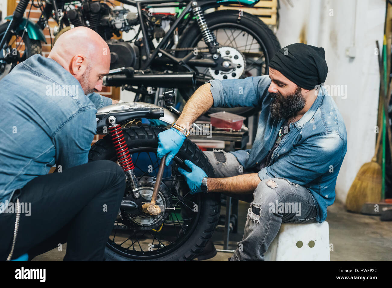 Two men on motorcycle hi-res stock photography and images - Alamy