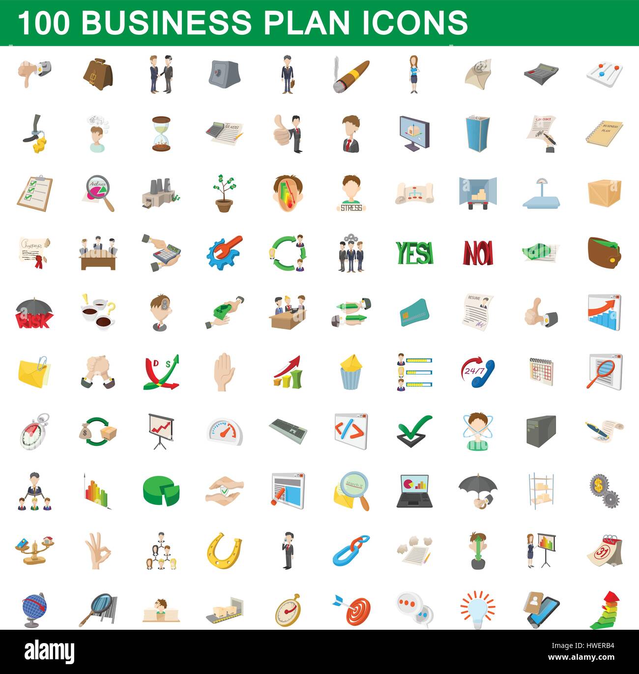 100 business plan icons set, cartoon style Stock Vector Image & Art - Alamy