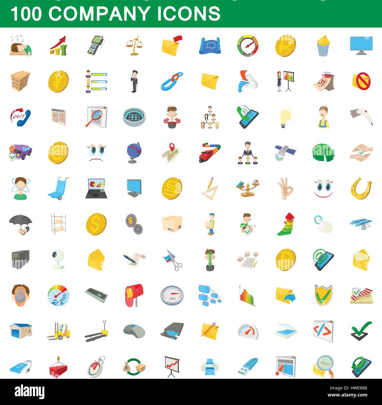 100 company icons set, cartoon style Stock Vector Image & Art - Alamy