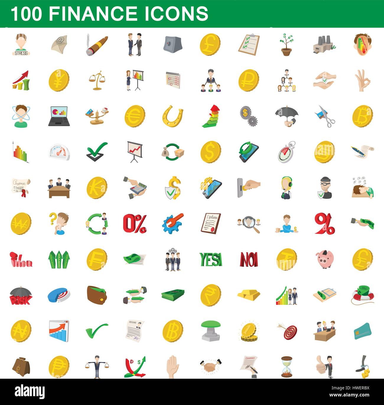 100 finance icons set, cartoon style Stock Vector Image & Art - Alamy