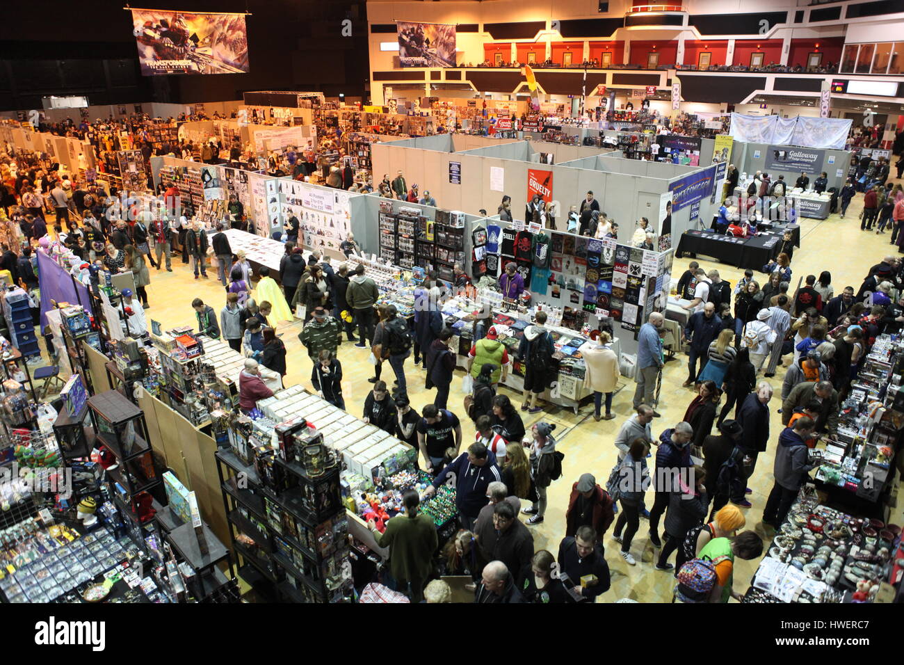 Stalls at Cardiff Comic Con 2017 at the Motorpoint arena Stock Photo ...