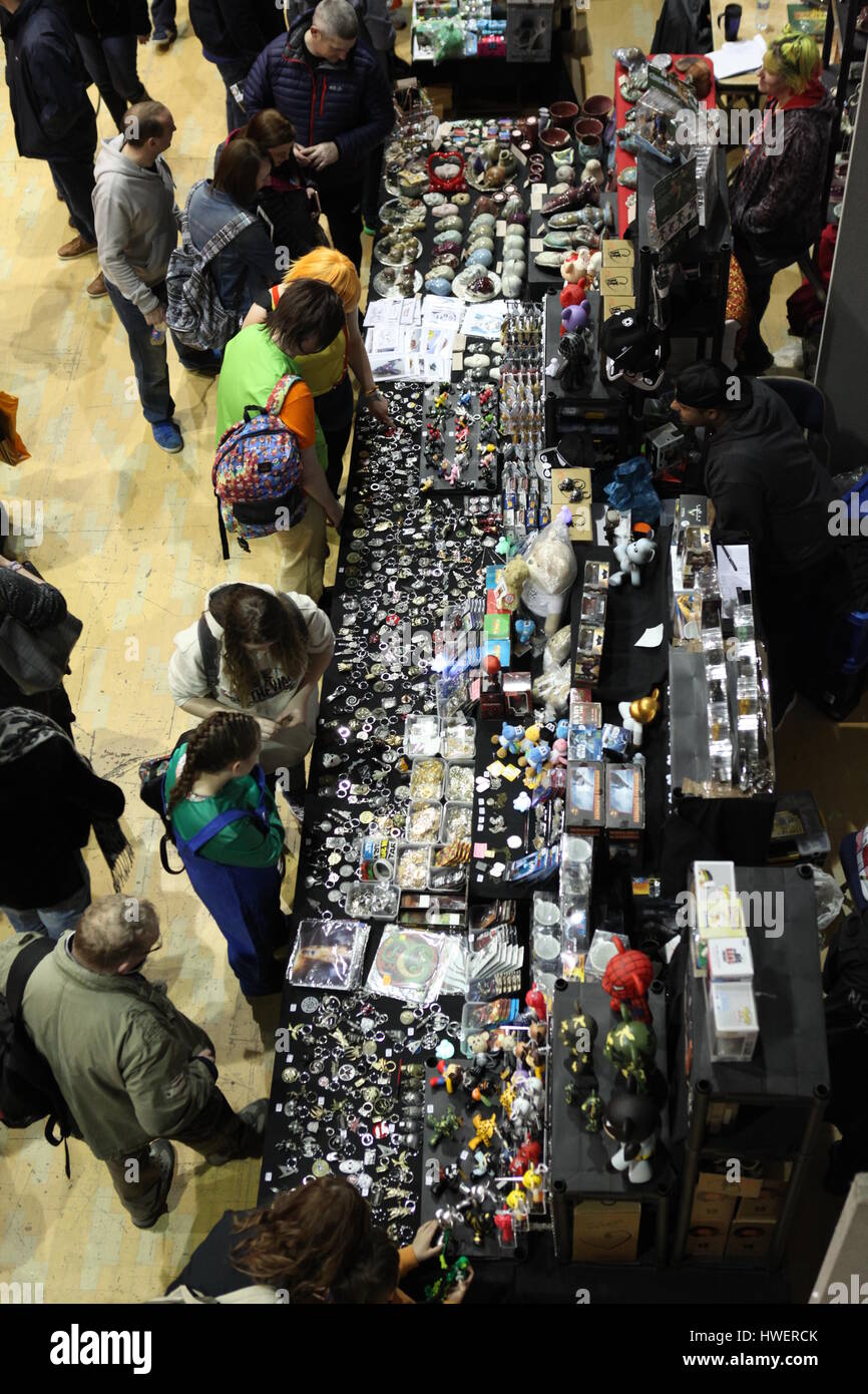 Stalls at Cardiff Comic Con 2017 at the Motorpoint arena Stock Photo ...