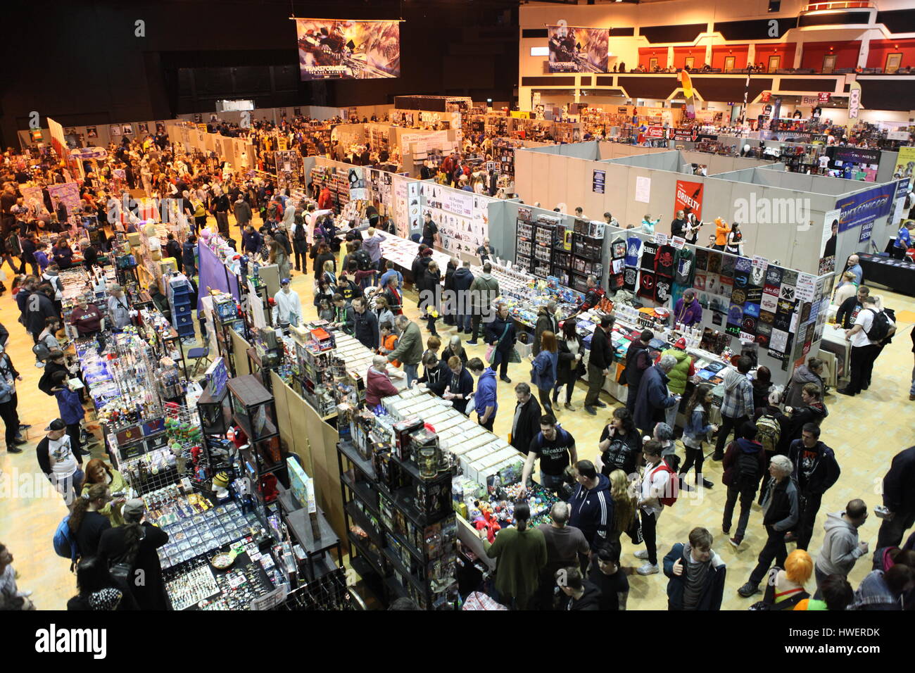 Stalls at Cardiff Comic Con 2017 at the Motorpoint arena Stock Photo ...