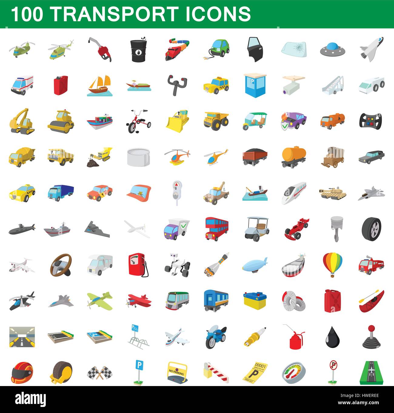 100 transport icons set, cartoon style Stock Vector Image & Art - Alamy