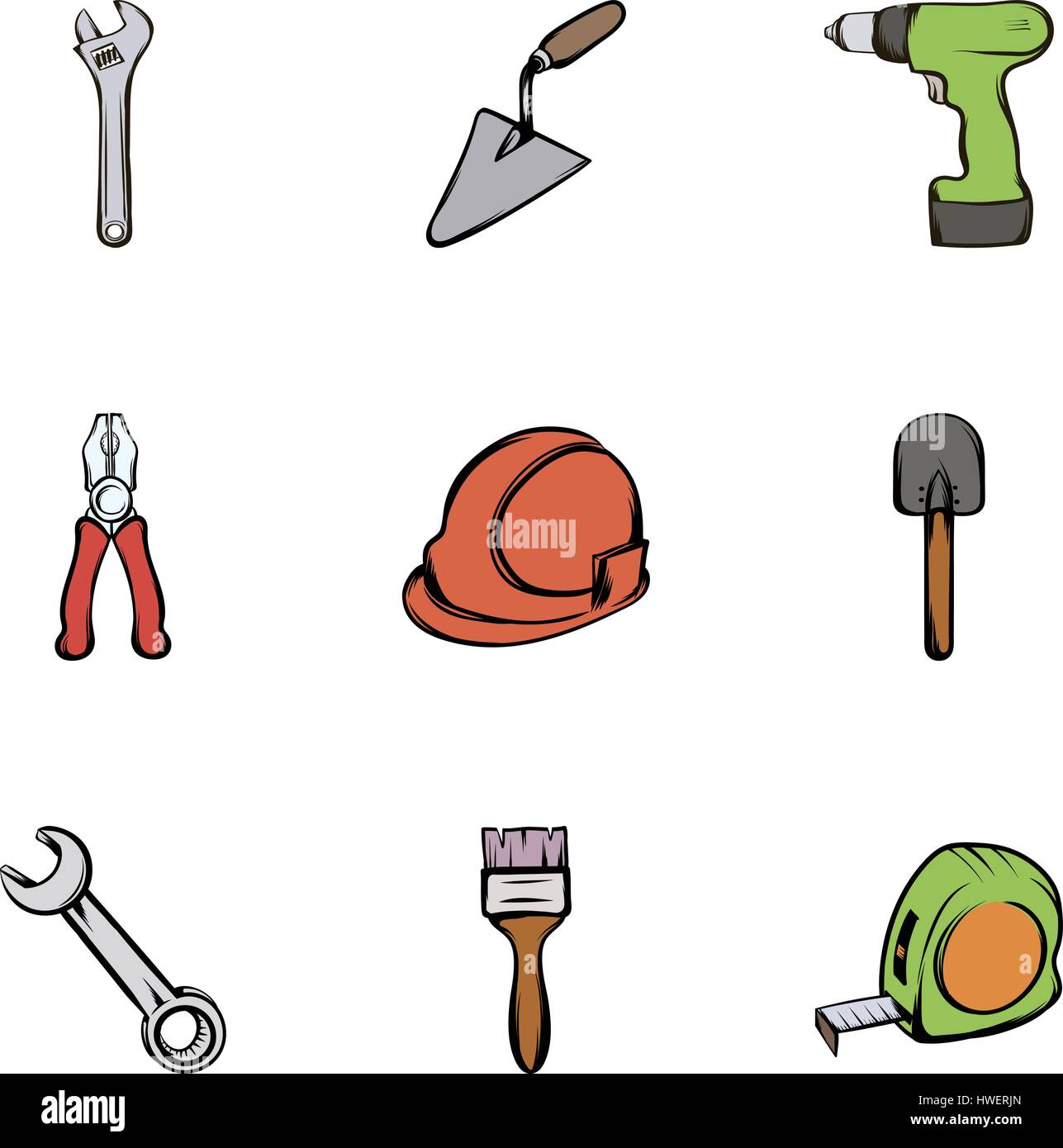 Building equipment icons set, cartoon style Stock Vector Image & Art ...