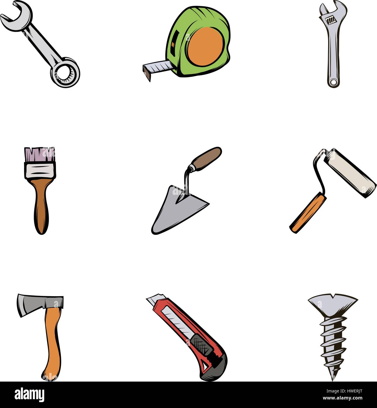 Construction equipment icons set, cartoon style Stock Vector Image ...