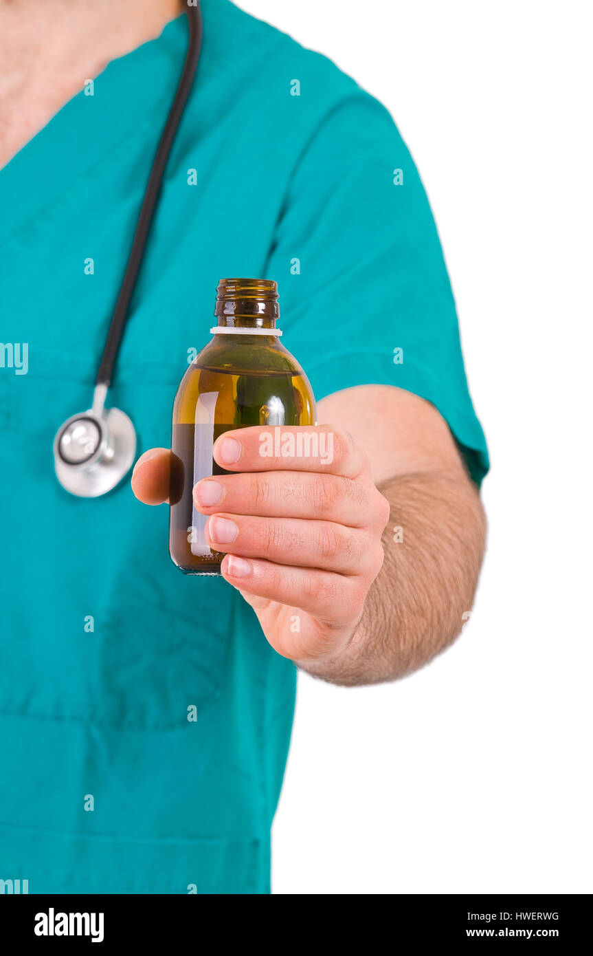 Man doctor cough syrup hi-res stock photography and images - Alamy