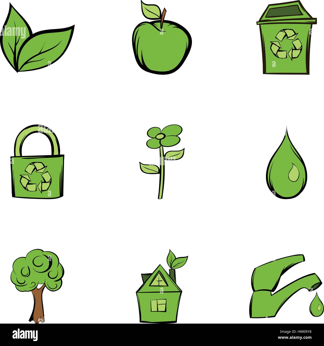 Environment protection icons set, cartoon style Stock Vector Image ...